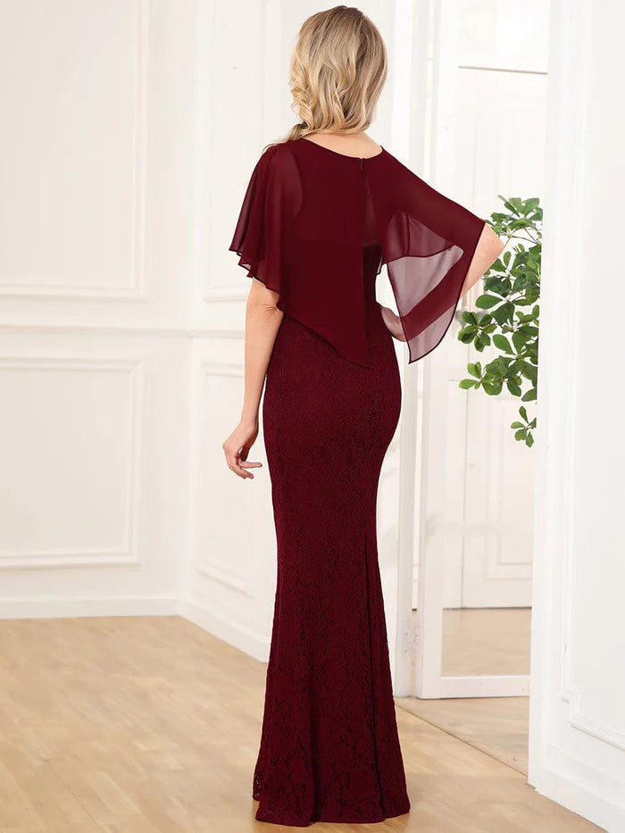 Lace Fishtail Chiffon Coverup Mother of the Bride Dress – LD Dress