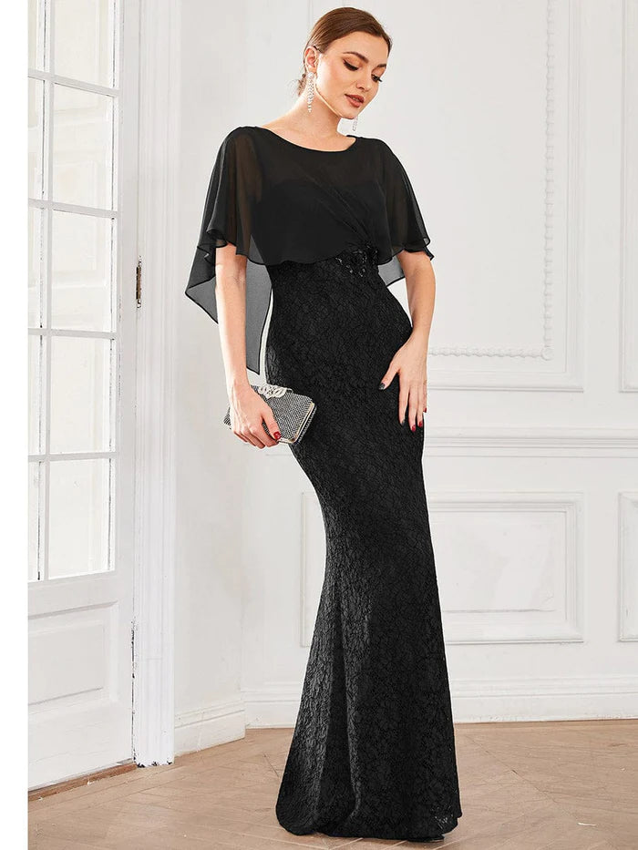 Lace Fishtail Chiffon Coverup Mother of the Bride Dress – LD Dress