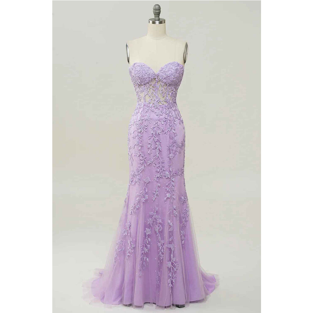 Purple Sweetheart Collar Sticker Mermaid Prom Dress – LD Dress