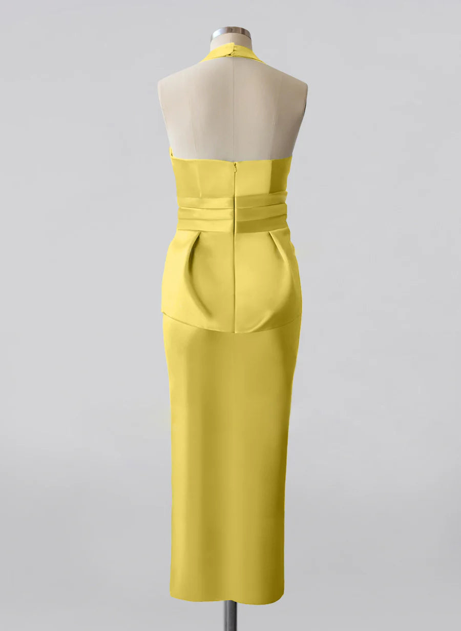 Bow wrap/column neck hanging mother of the bride dress – LD Dress