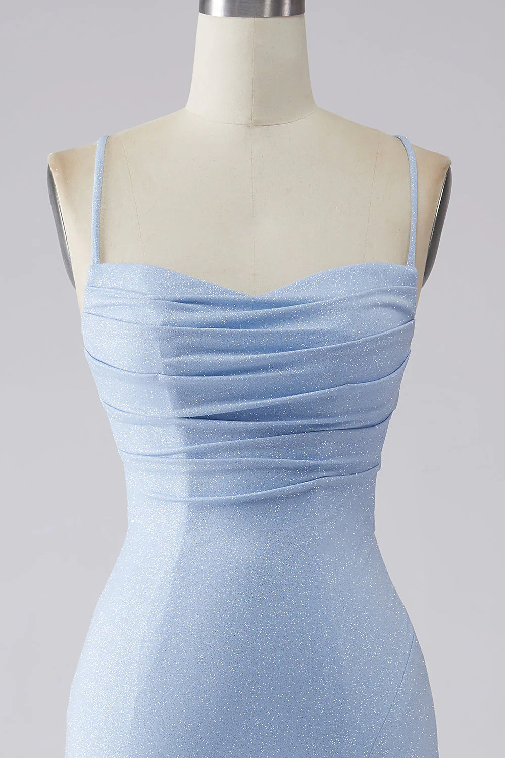 Light blue slit shiny fishtail prom dress – LD Dress
