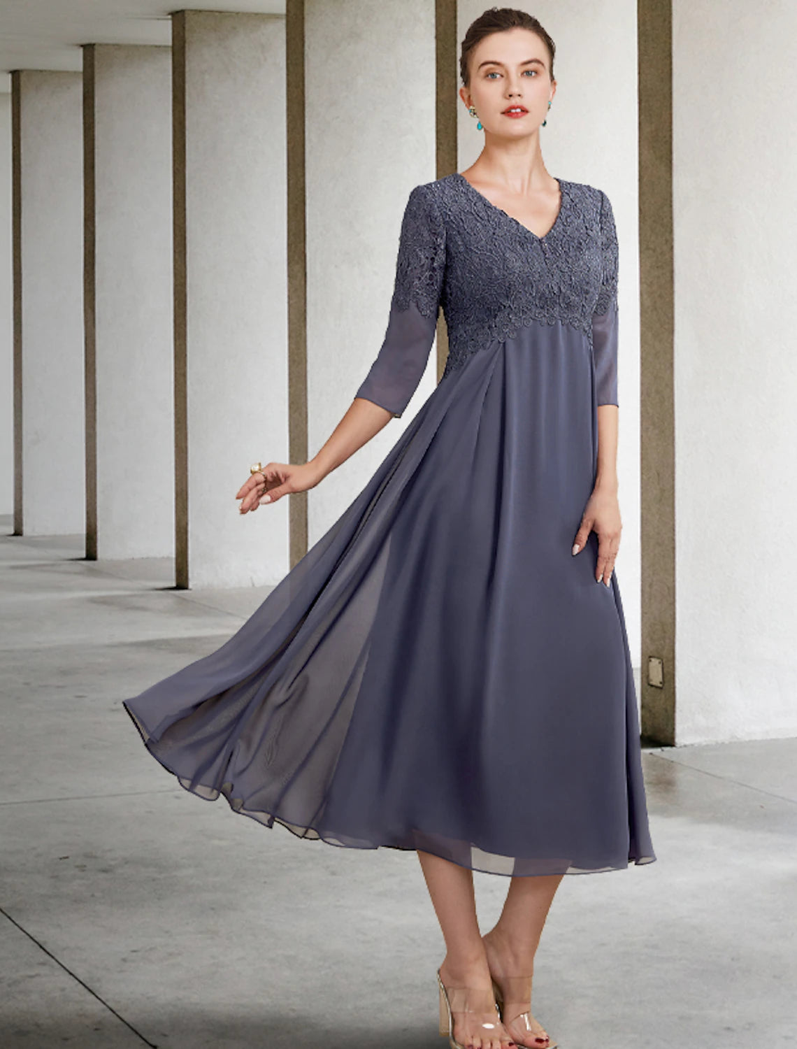 A-Line Mother of the Bride Dress Fall Wedding Guest Plus Size Elegant ...