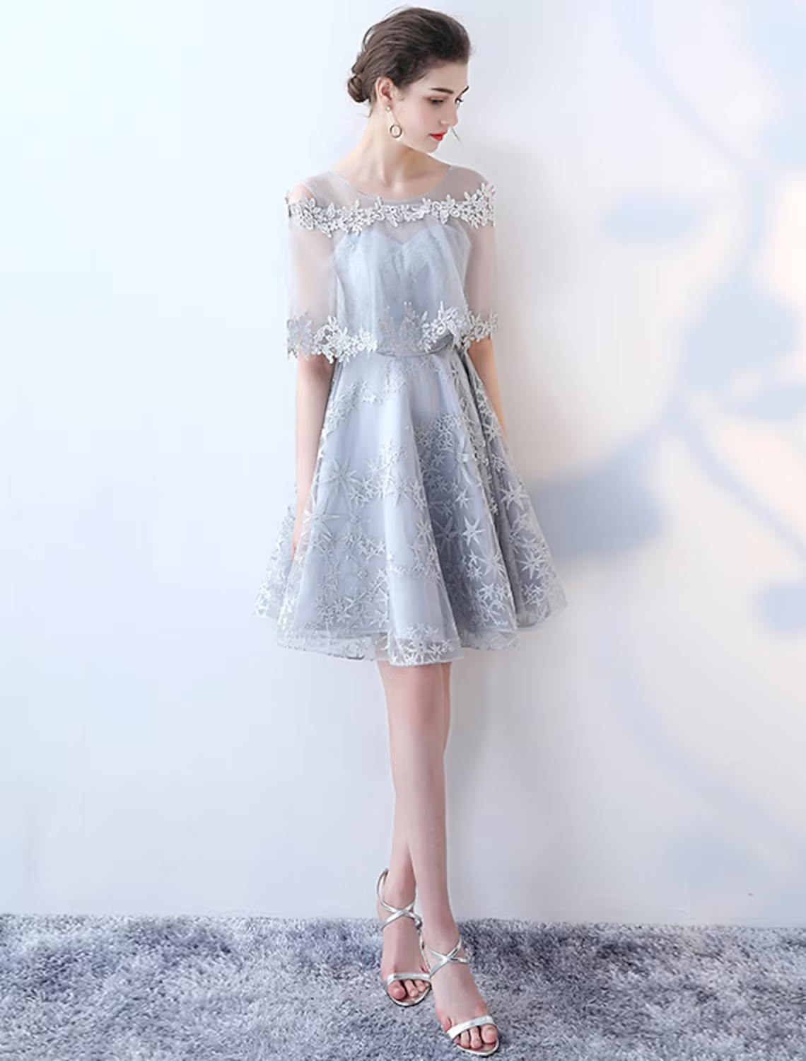 A-Line Minimalist Elegant Party Wear Cocktail Party Dress Jewel Neck H ...